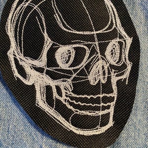Sketch Skull Embroidered Patch Minimalist Gothic - Etsy