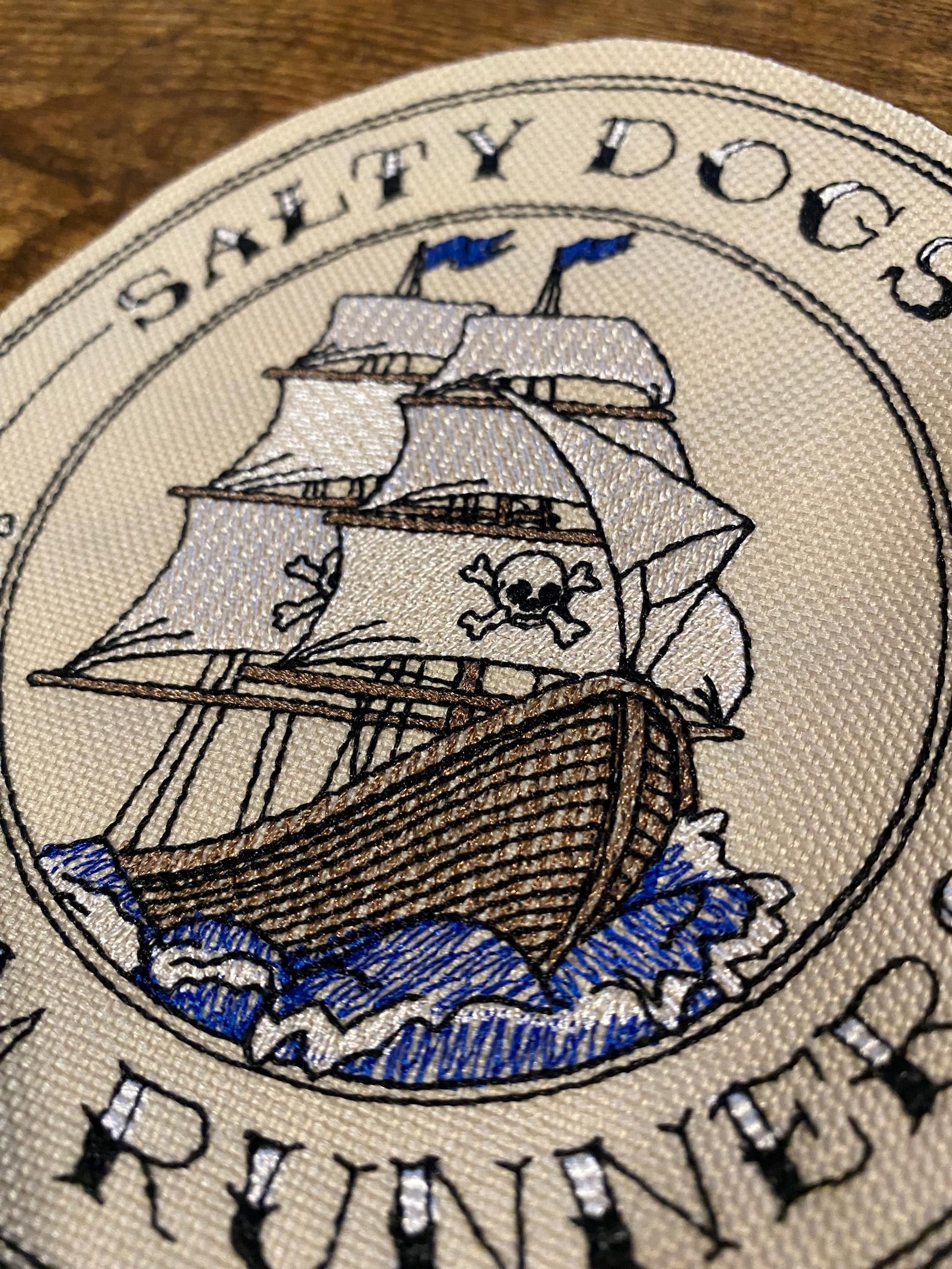 Pirate Ship Embroidered Patch Salty Dogs Nautical Rum - Etsy
