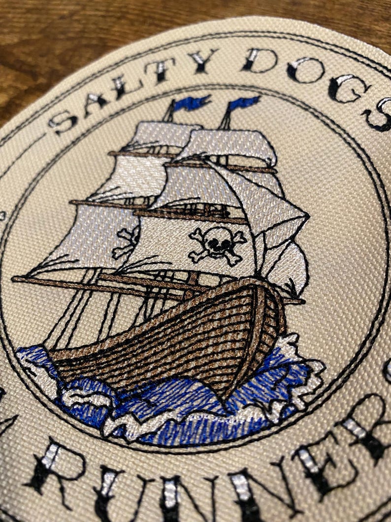 Pirate Ship Embroidered Patch Salty Dogs Nautical Rum - Etsy