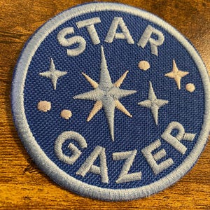 Star Gazer Patch – Adventure Merit Badge Style Embroidered Iron On, Sew On, or Hook Patch ...
