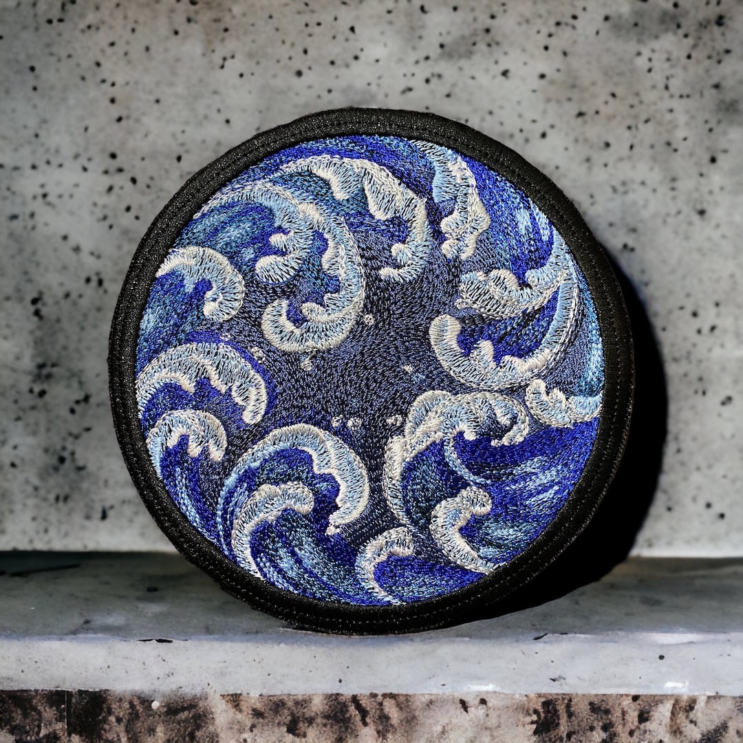 Ocean Waves Embroidered Patch - Iron On, Sew on - Patches for Jackets ...