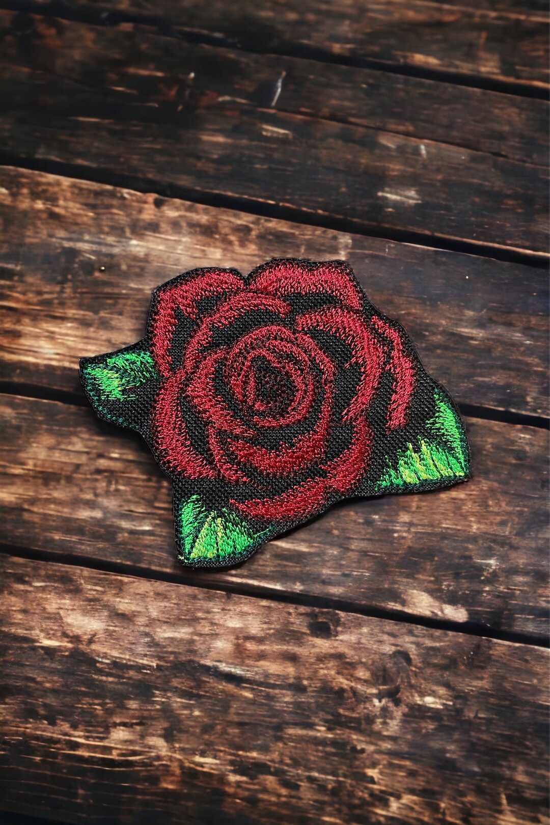Night Garden Rose Embroidered Patch Floral Design Iron On - Etsy
