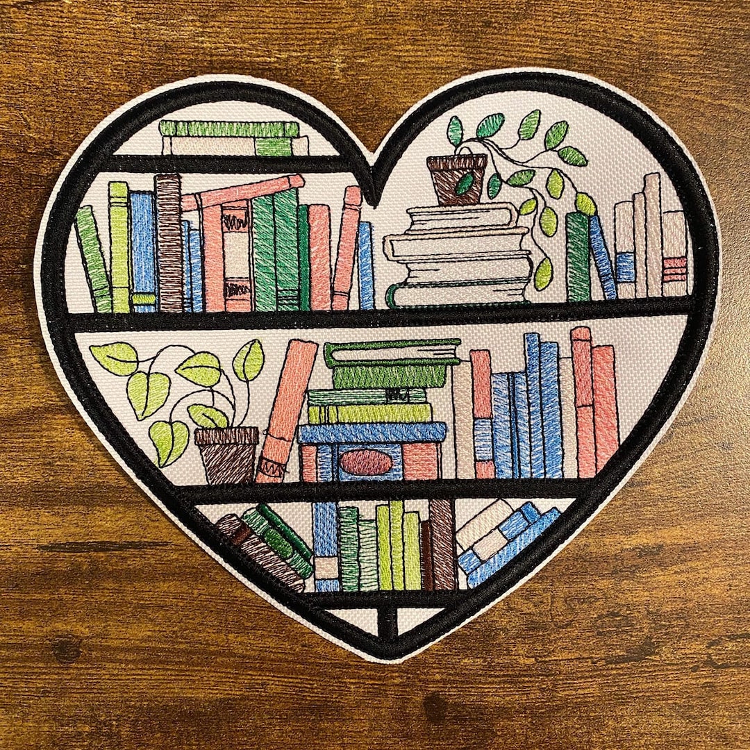 Embroidered Heart Bookshelf Patch, Literary Iron on or Sew On - Etsy