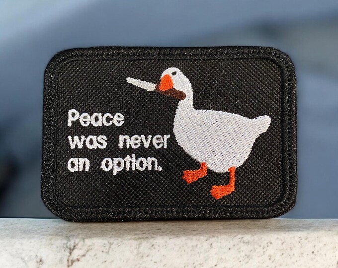 Peace Was Never an Option Patch - Iron On, Sew On, Hook Backing - Funny ...