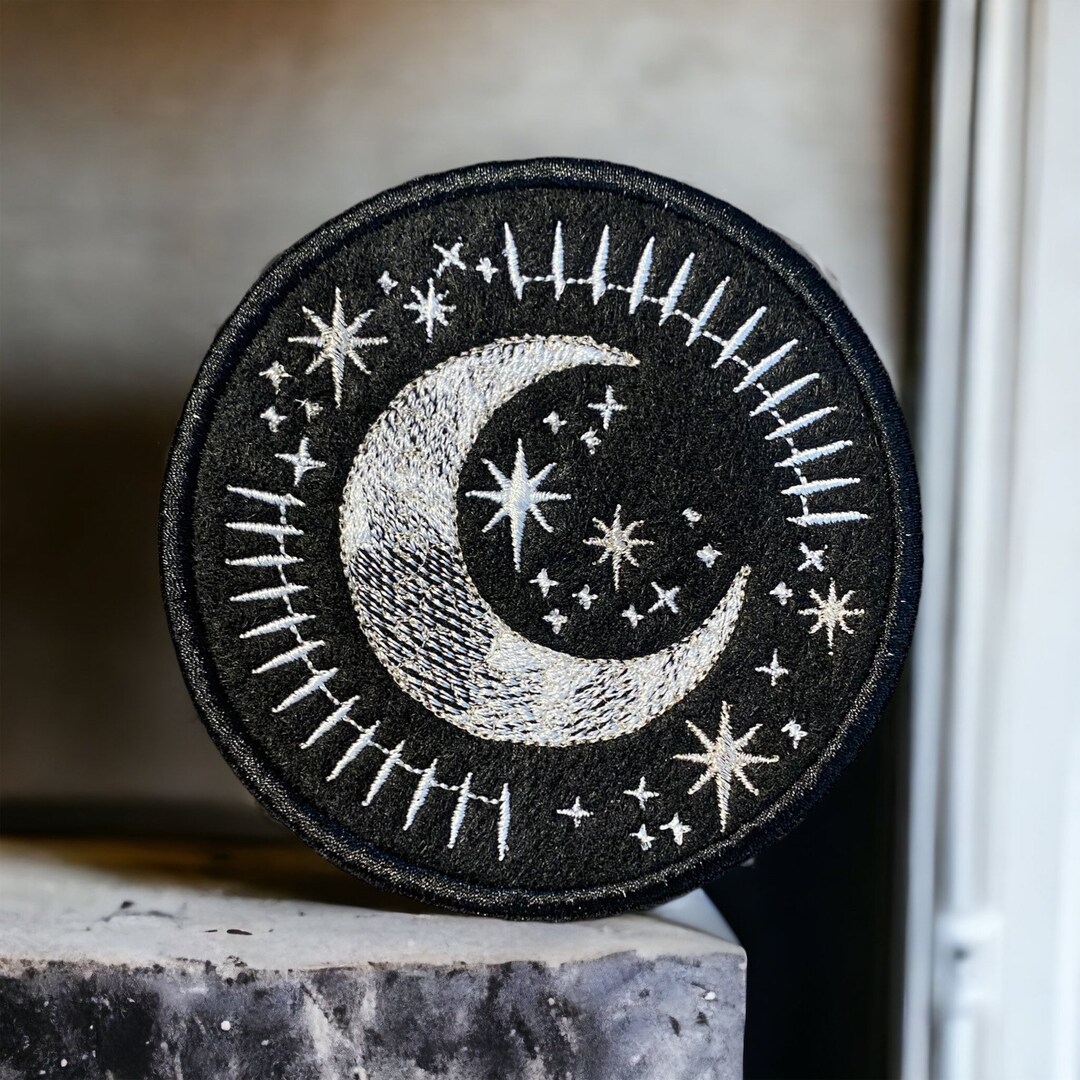 Delicate Celestial Moon Patch Iron On Sew On Hook Backing - Etsy