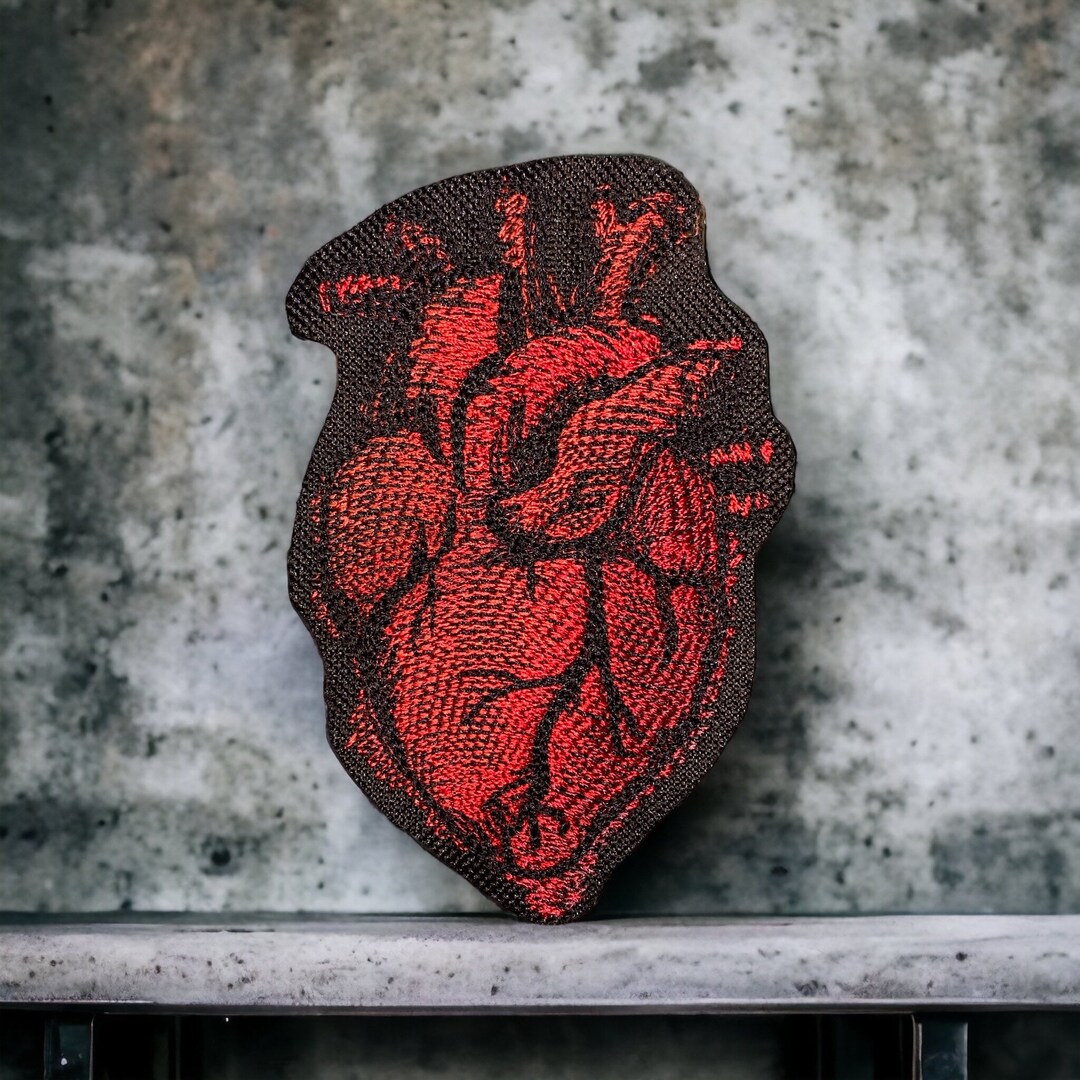 Painted Anatomical Heart Embroidered Patch, Iron On/sew On - Etsy