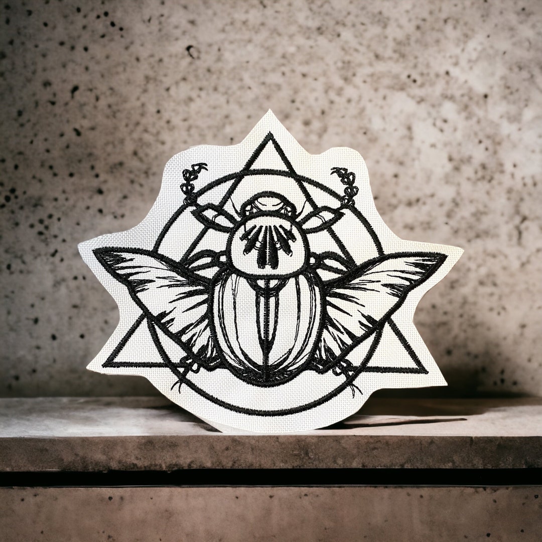 Mystical Scarab Beetle Embroidered Patch - Egyptian Beetle Design ...