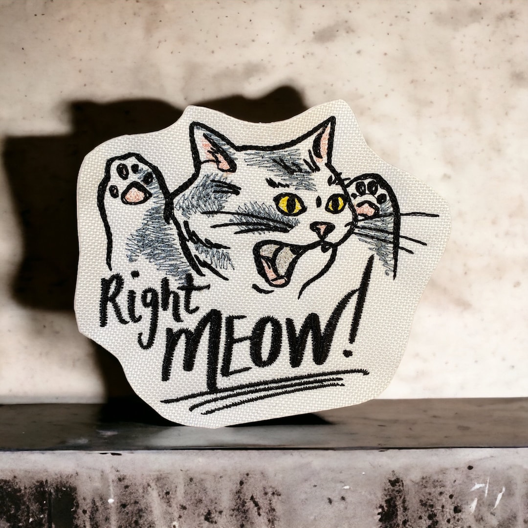 Right Meow Embroidered Patch - Iron-on/sew-on - Perfect for ...