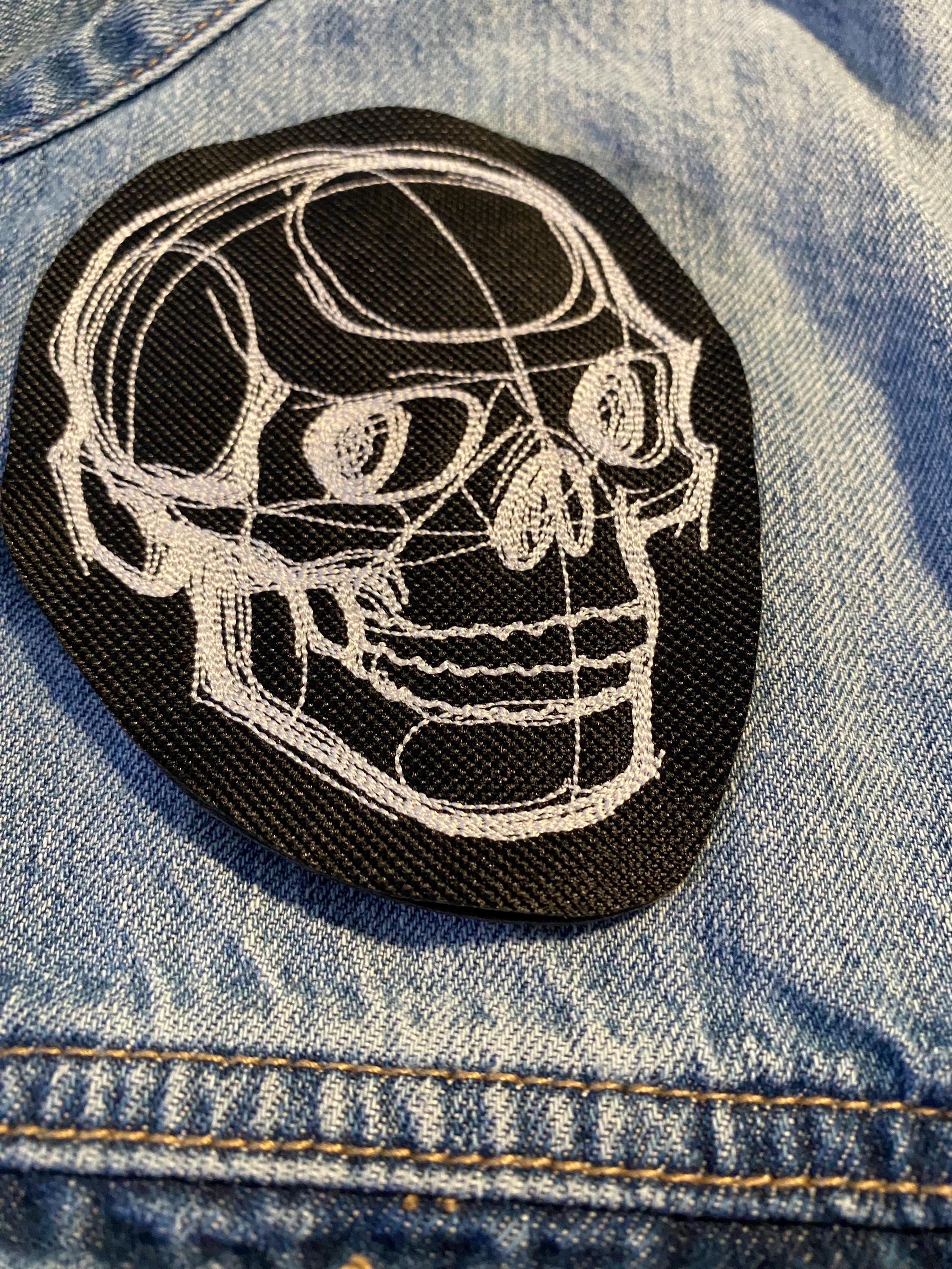 Sketch Skull Embroidered Patch Minimalist Gothic - Etsy