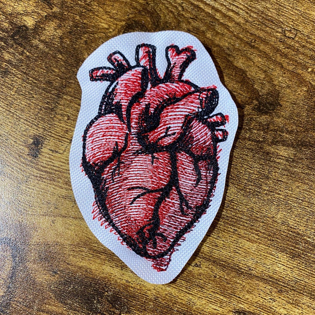 Painted Anatomical Heart Embroidered Patch, Iron On/sew On - Etsy
