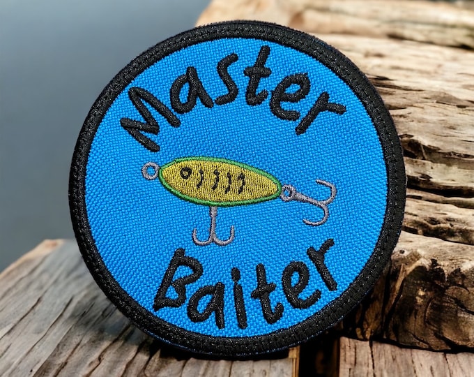 Master Baiter Embroidered Patch, Iron On, Sew On, Hook Backing, Fishing ...