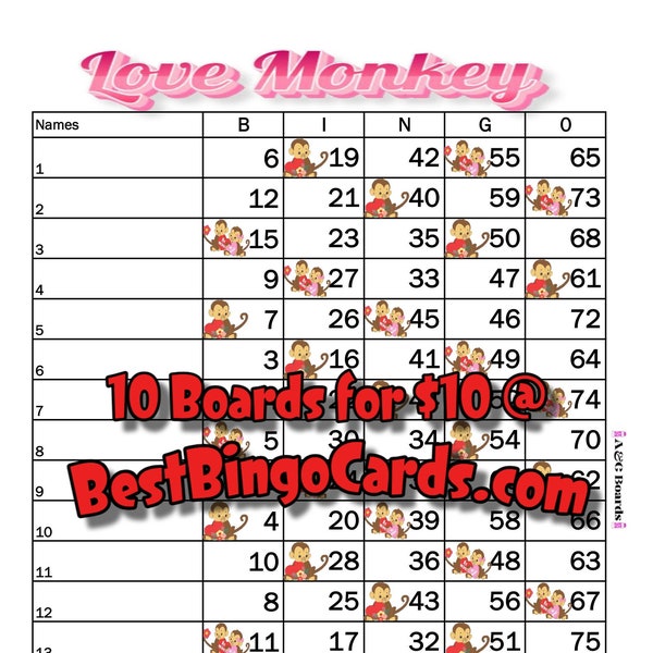 Monkey Bingo - Etsy
