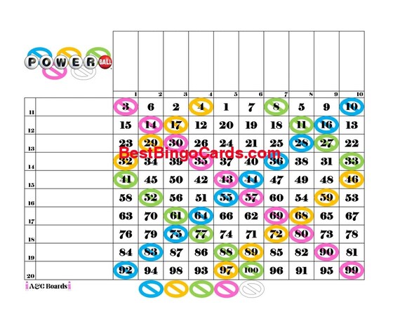 Bingo Boards 1-20 Player Grid Powerball Blocked Straight | Etsy