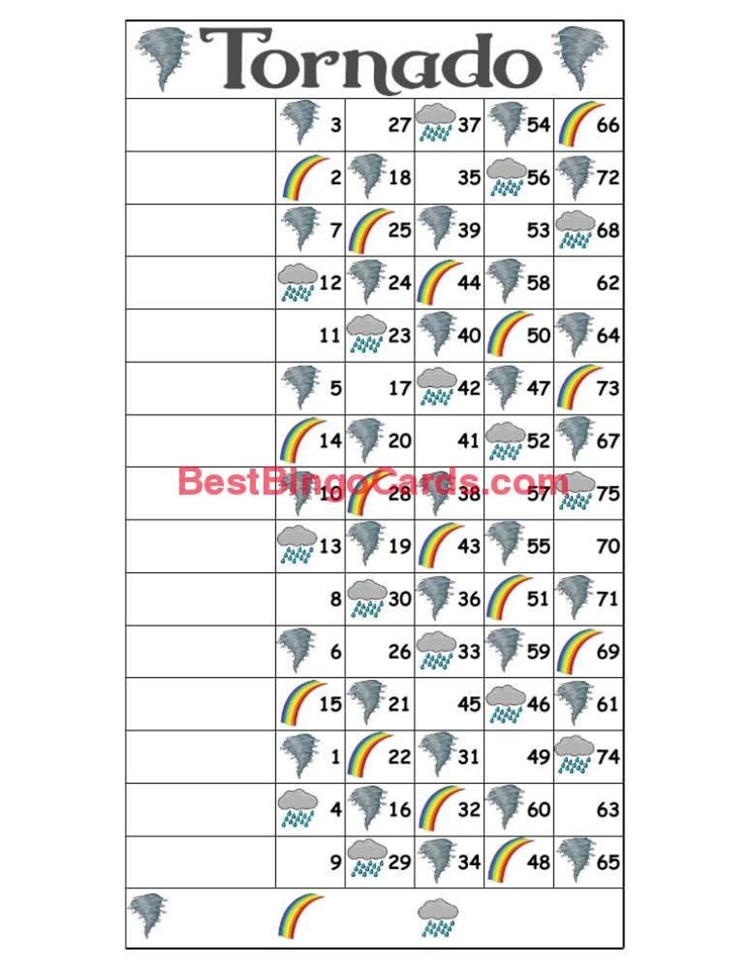 Bingo Boards 1-15 Lines - Tornado Bingo - Straight, Mixed, 75 Balls - Etsy