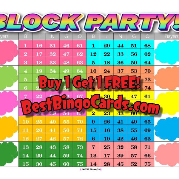 Bingo Boards 1-5 Player Block Emoji Straight, Mixed, 75 Ball - Etsy