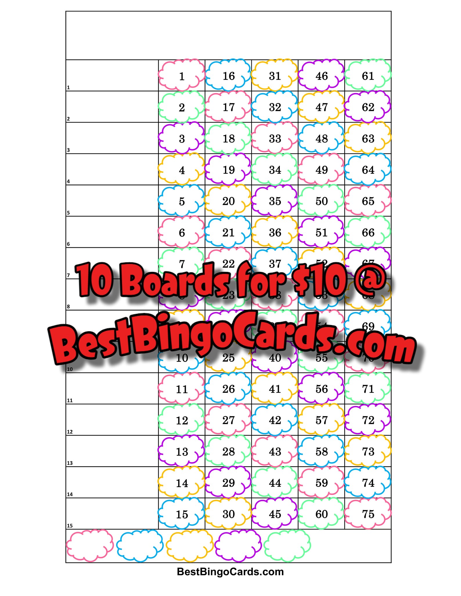 Bingo Boards 1-15 Lines - Cloud Box - Straight, Mixed, 75 Ball - Etsy