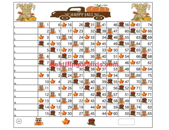 Bingo Boards 1-15 Line Double Action Fall Mixed 75 Ball - Etsy