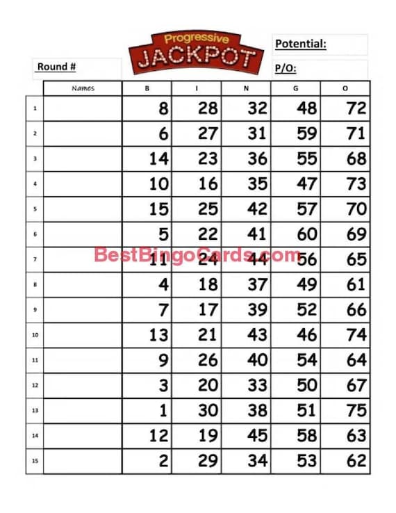 Bingo Boards 1-15 Lines Progressive Jackpot Straight | Etsy