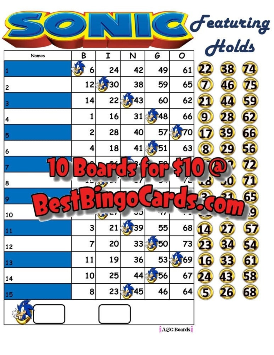 Bingo Boards 1 15 Lines Meets Holds Straight, Mixed, 75 Balls (BBC ...