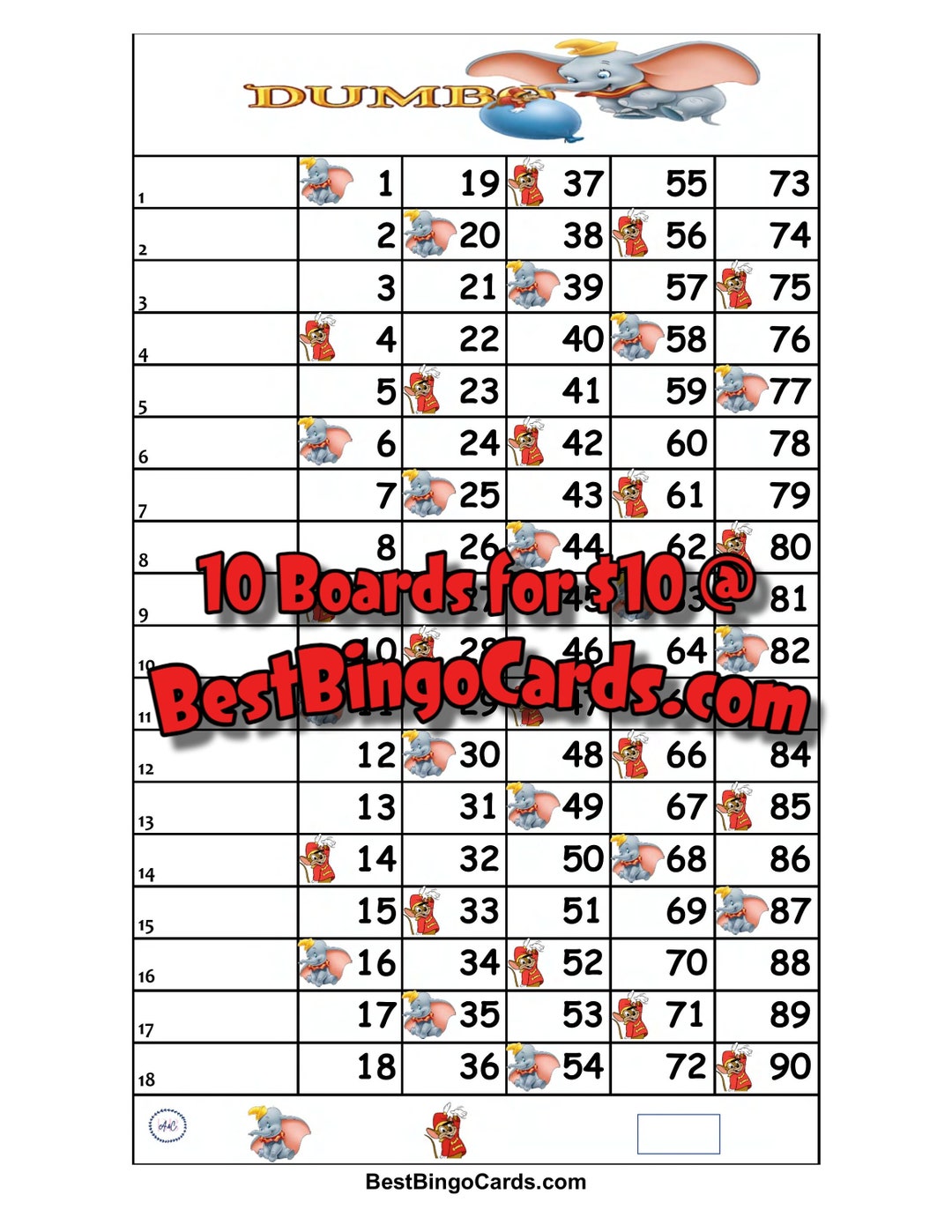 Bingo Boards 1-18 Lines - Straight, Mixed, 90 Ball (BBC-DUMGQD) - Etsy
