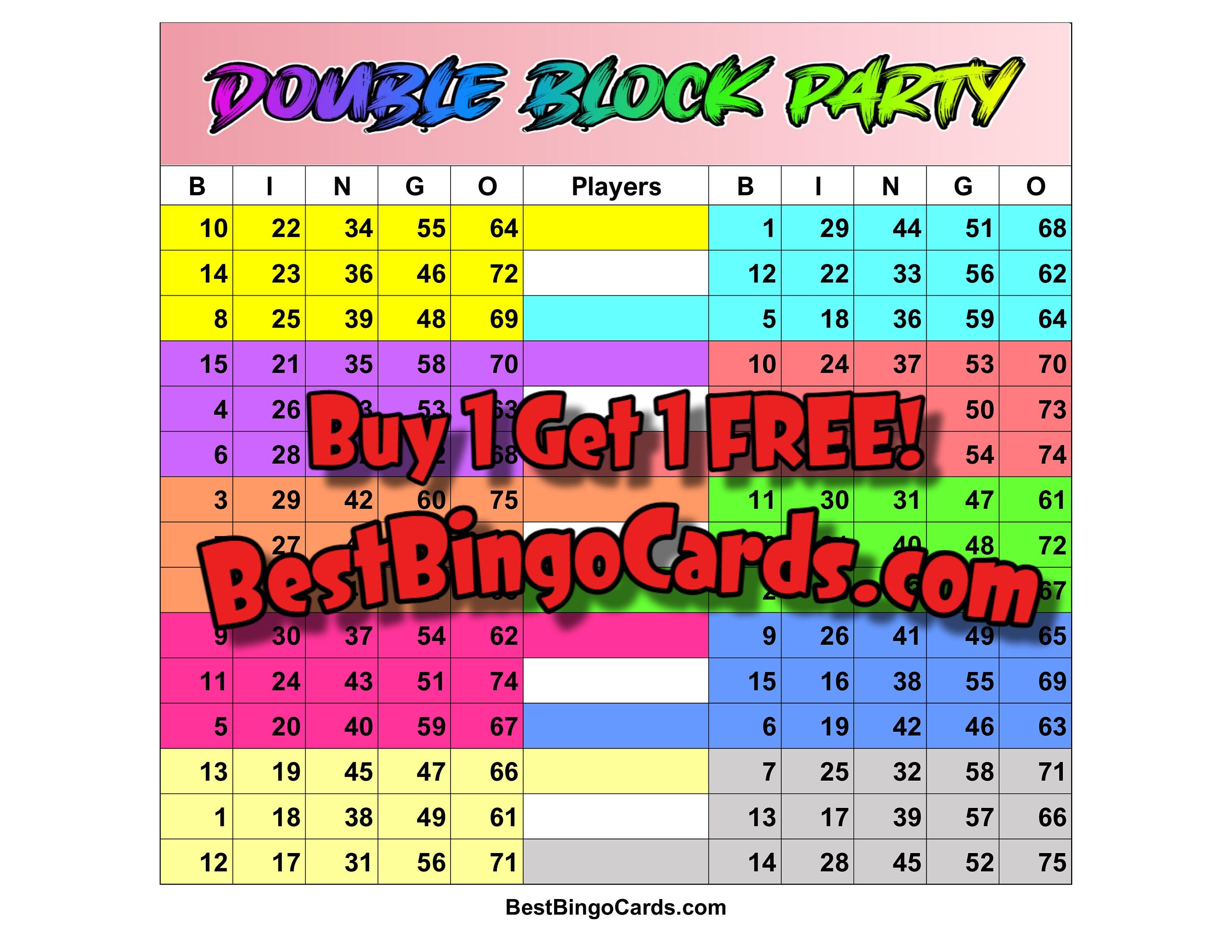 Bingo Boards 1-10 Player Block - Double Block Party - Mixed, 75 Ball - Etsy