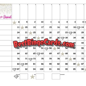Bingo Boards 1-20 Player Grid - Stars and Diamonds - Straight, Mixed ...