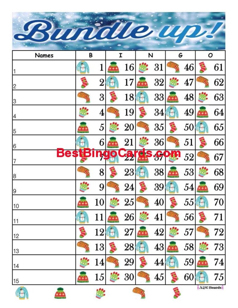 Bingo Board 1-15 Lines Bundle up Straight, Mixed 75 Ball - Etsy