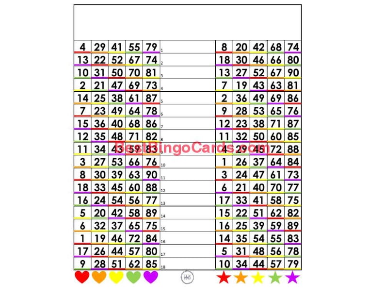 Bingo Boards 1-18 Line - Rainbow Double Board - Mixed, 90 Ball - Etsy