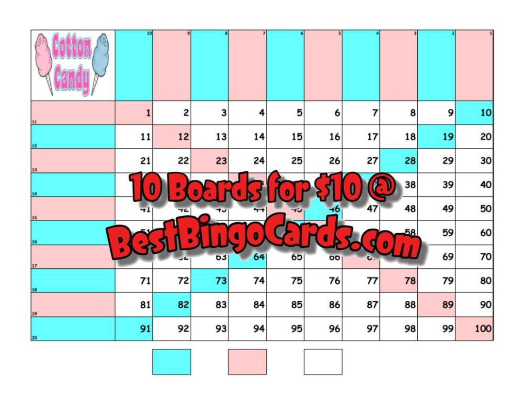Bingo Boards 1-20 Line Grid - Cotton Candy - Straight, 100 Ball - Etsy