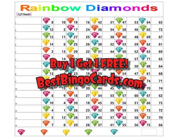 Bingo Boards 1-15 Line Double Action Rainbow Diamonds - Etsy