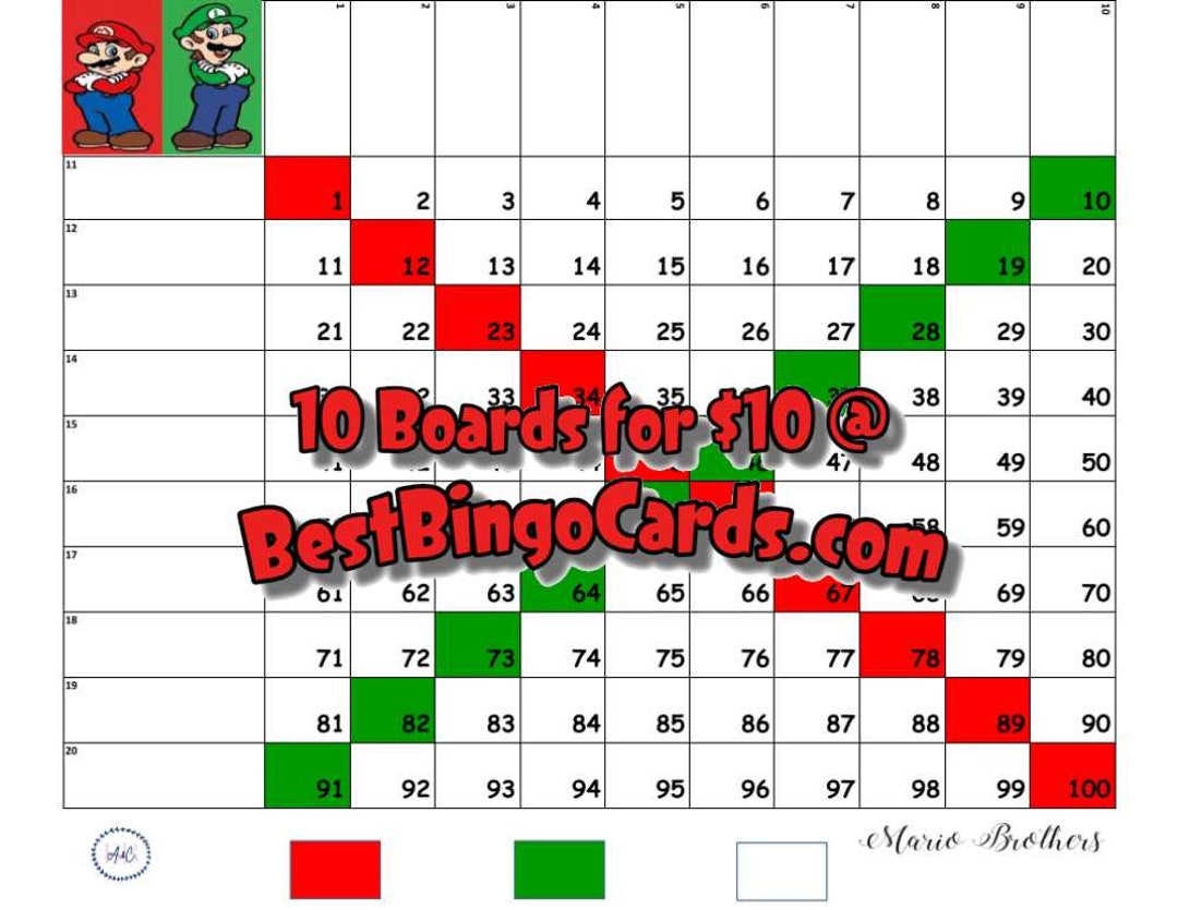 Bingo Boards 1-20 Player Grid - Straight, 100 Ball (BBC-MARJAY) - Etsy