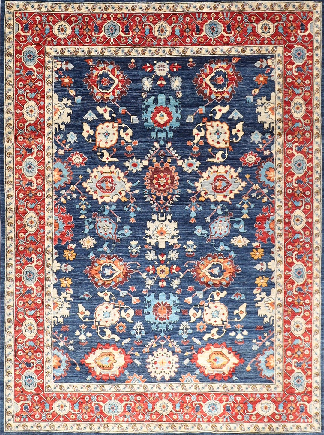 8x10 Dark Blue Red Color Bidjar Oriental Rug, Afghan Hand Knotted Veg ...