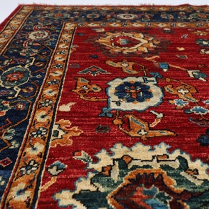 6x9 Ft Bidjar Red Area Rug, 6'1x9 Afghan Hand Knotted Natural Dye Wool Rug, Living Room Rug ...