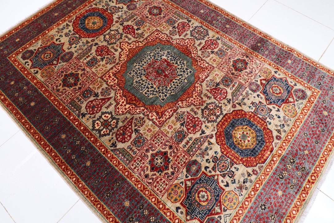 6x8 Ft Mamluk Area Rug 5'9x7'10 Ft Hand Knotted Rug, Rug for Living ...