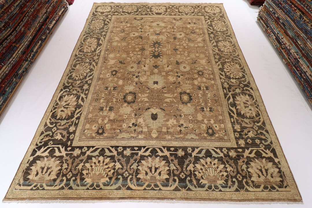 10x13 Ft Tribal Low Pile Vintage 90s Area Rug 9'7x13 Ft Afghan Hand ...