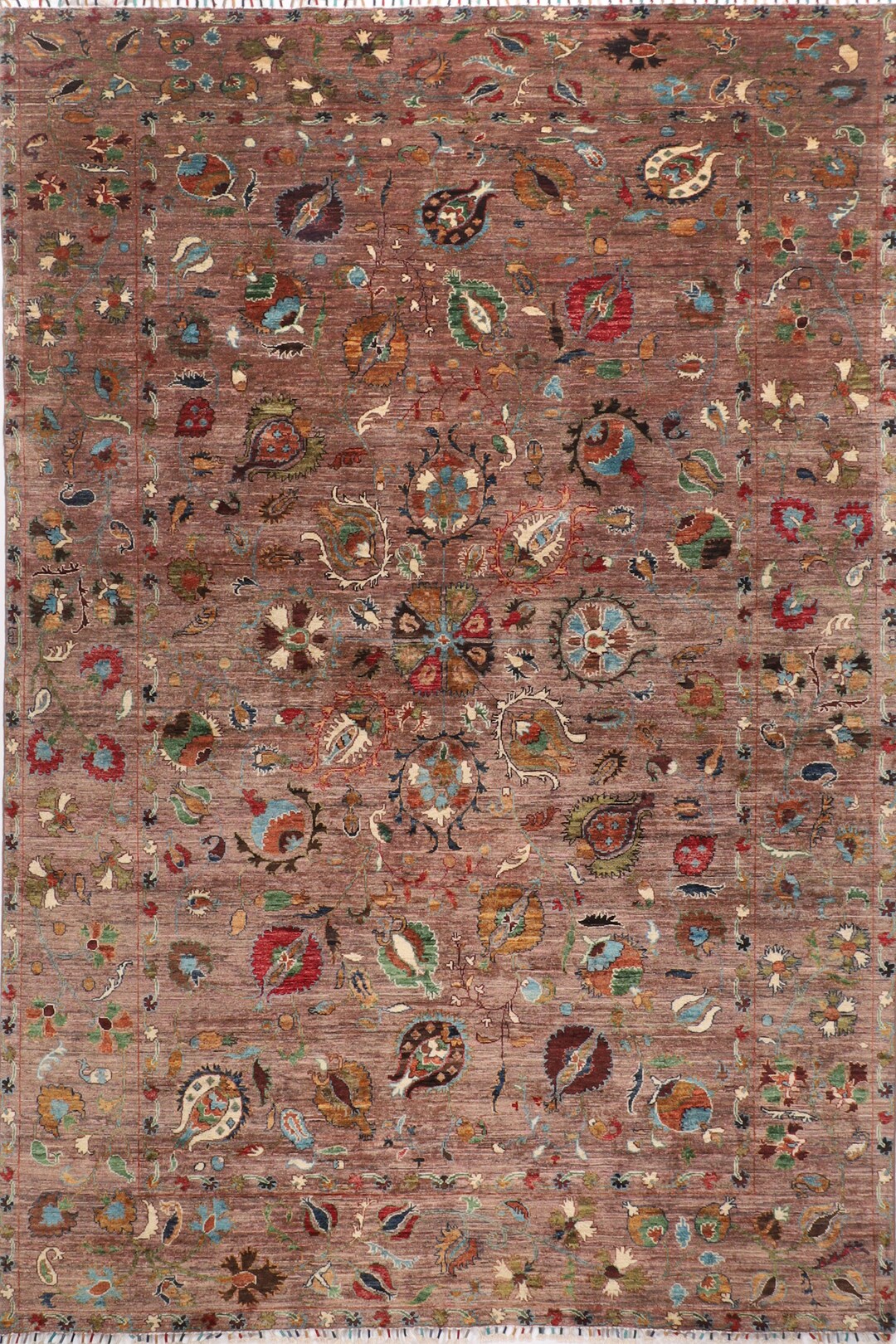 7x10 Ft Muted Pink Color Suzani Rug, Area Hand Knotted Rug, 6'9x10 Ft ...