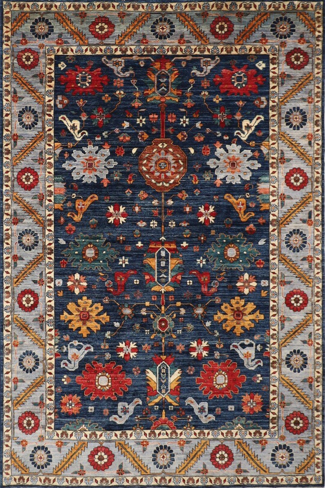 6x9 Persian Style Area Rug, 6'3x8'10 Ft Hand Knotted Rug, Rug for ...