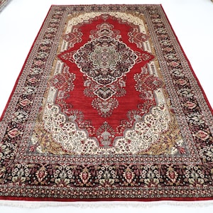 7x11 Ft. Bamboo Silk Handmade Area Rug, 7'1x10'10 Red Hand Knotted Rug ...