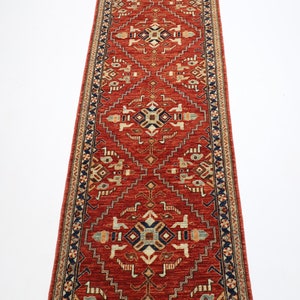 8 Ft Oriental Hallway Runner Rug, 2'6x8 Afghan Hand Knotted Natural Dye ...