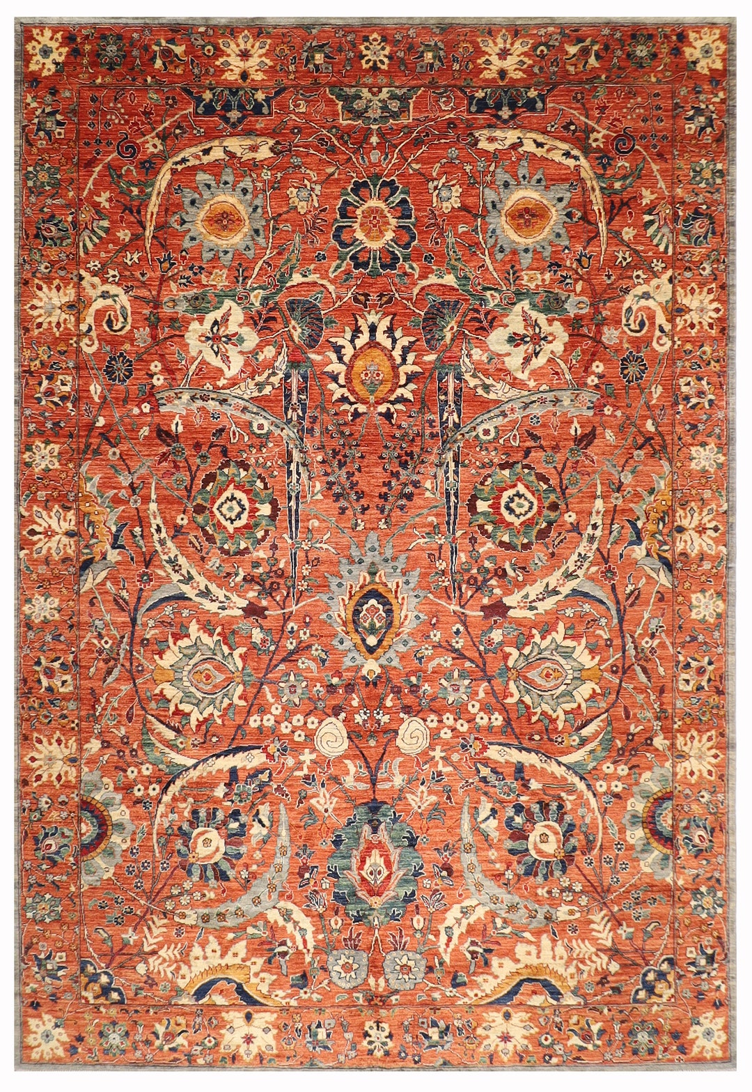 Aryana Orange 9x12 Ft Serapi Area Rug, 8'11x11'9 Afghan Hand Knotted ...