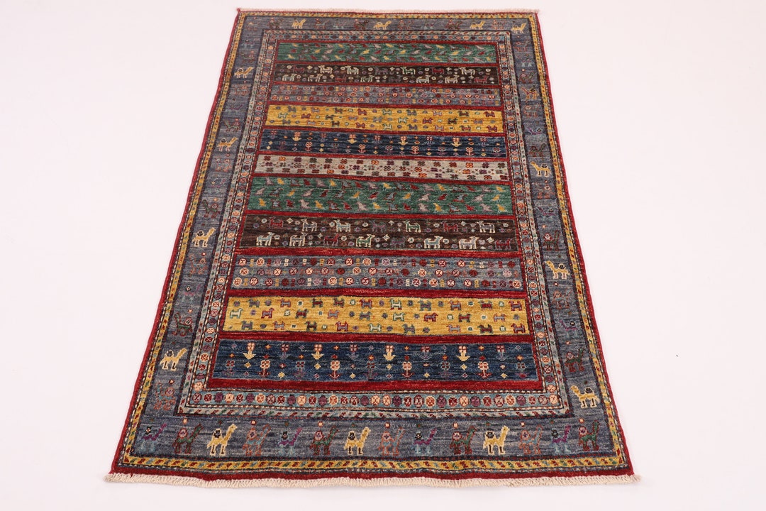 3x5 Ft. Animal Gabbeh Rug, 3'4x5 Ft / 101x152 Cm Hand Knotted Rug, Rug ...