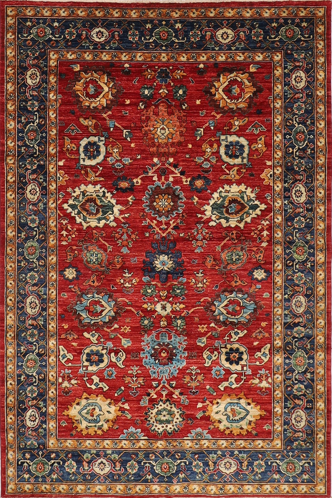 6x9 Ft Bidjar Red Area Rug, 6'1x9 Afghan Hand Knotted Natural Dye Wool Rug, Living Room Rug ...
