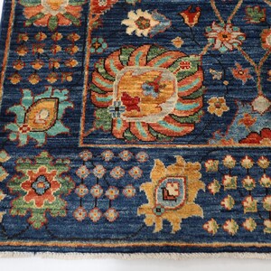 4x6 Ft Tribal Blue Area Rug, Afghan Hand Knotted Veg Dye Wool Rug ...
