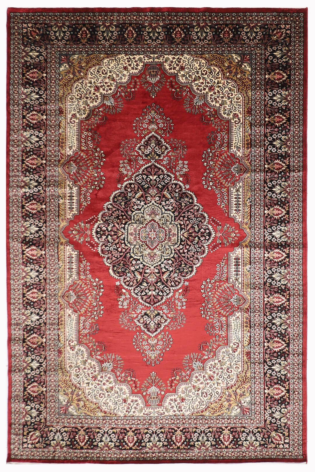 7x11 Ft. Bamboo Silk Handmade Area Rug, 7'1x10'10 Red Hand Knotted Rug ...