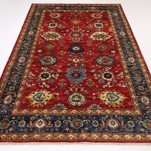 6x9 Ft Bidjar Red Area Rug, 6'1x9 Afghan Hand Knotted Natural Dye Wool Rug, Living Room Rug ...