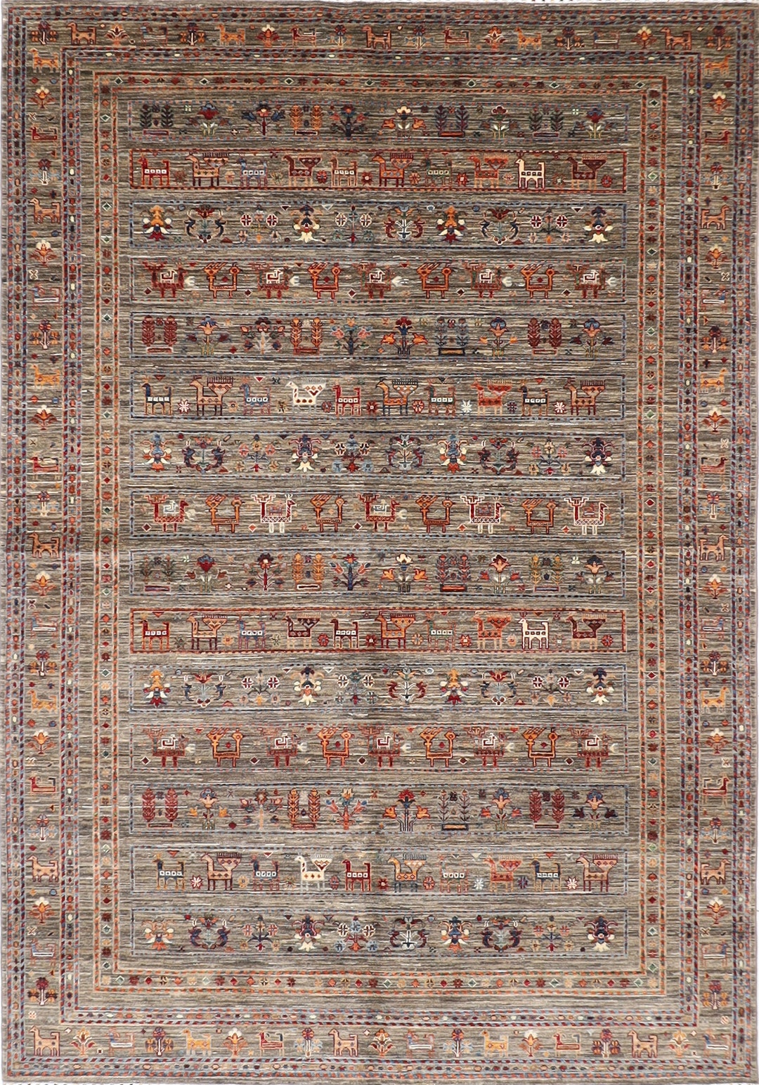 7x10 Ft Animal Area Rug, 6'8x9'8 Ft Afghan Hand Knotted Wool Rug ...