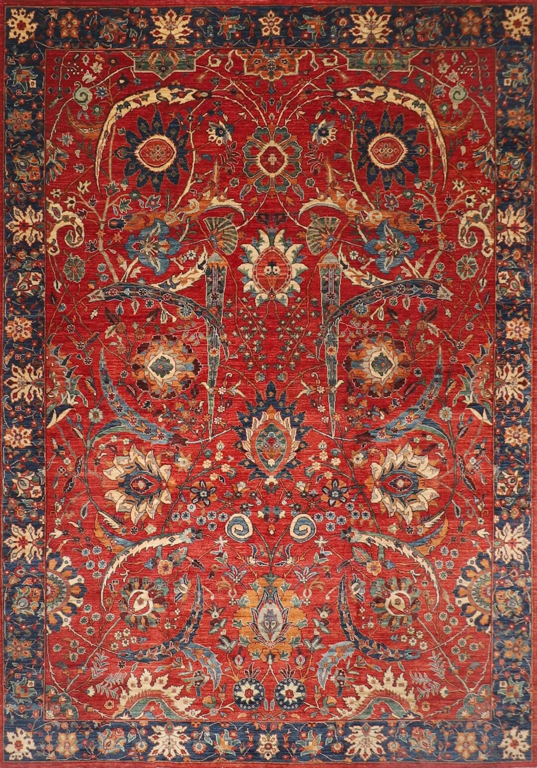 9x12 Ft Bidjar Area Rug, Red Persian Style Afghan Hand Knotted Natural ...