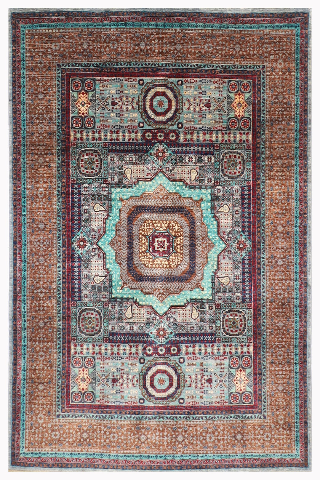 6x8 Ft. Fine Turkish Mamluk Area Rug, 5'10x7'11 Afghan Hand Knotted ...