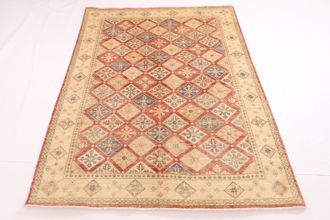 5x6 Ft Zeigler Area Rug,4'10x6 Afghan Hand Knotted Wool Rug, Living ...