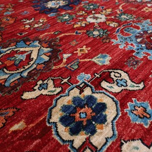 6x9 Ft Bidjar Red Area Rug, 6'1x9 Afghan Hand Knotted Natural Dye Wool Rug, Living Room Rug ...